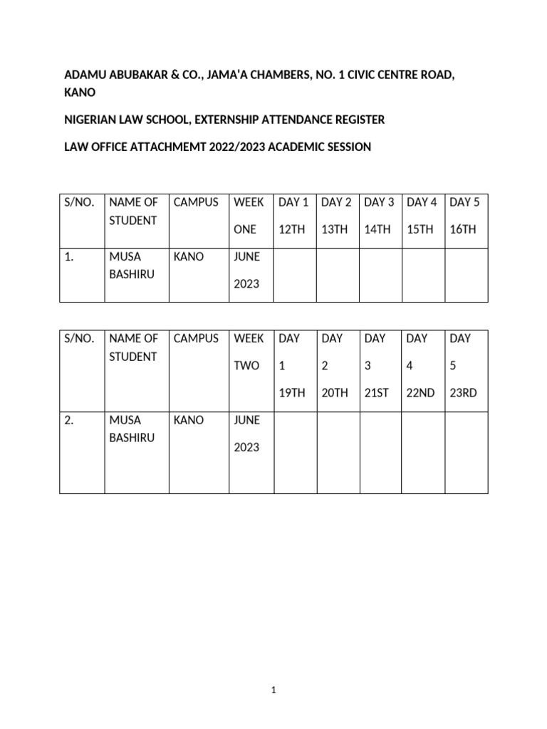 Law Office Attendance | PDF