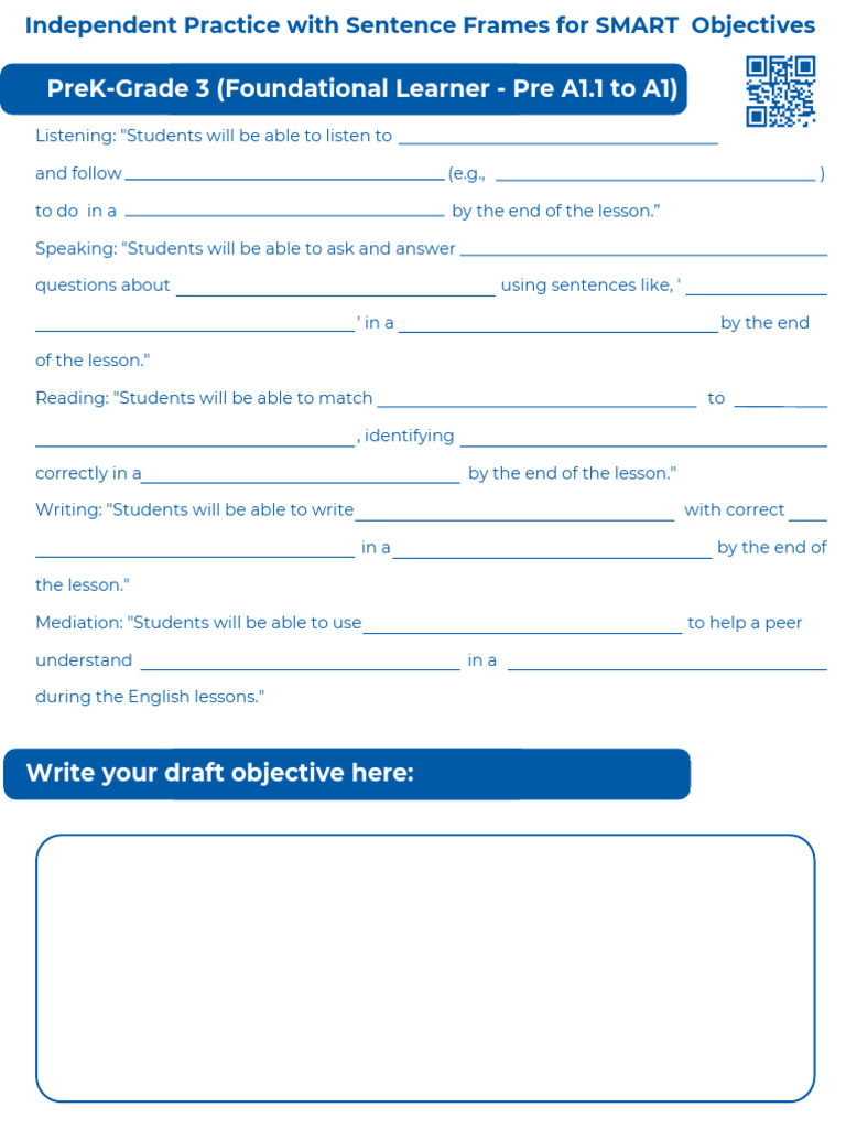 SMART Objectives with Sentence Frames | PDF | Cognitive Science ...
