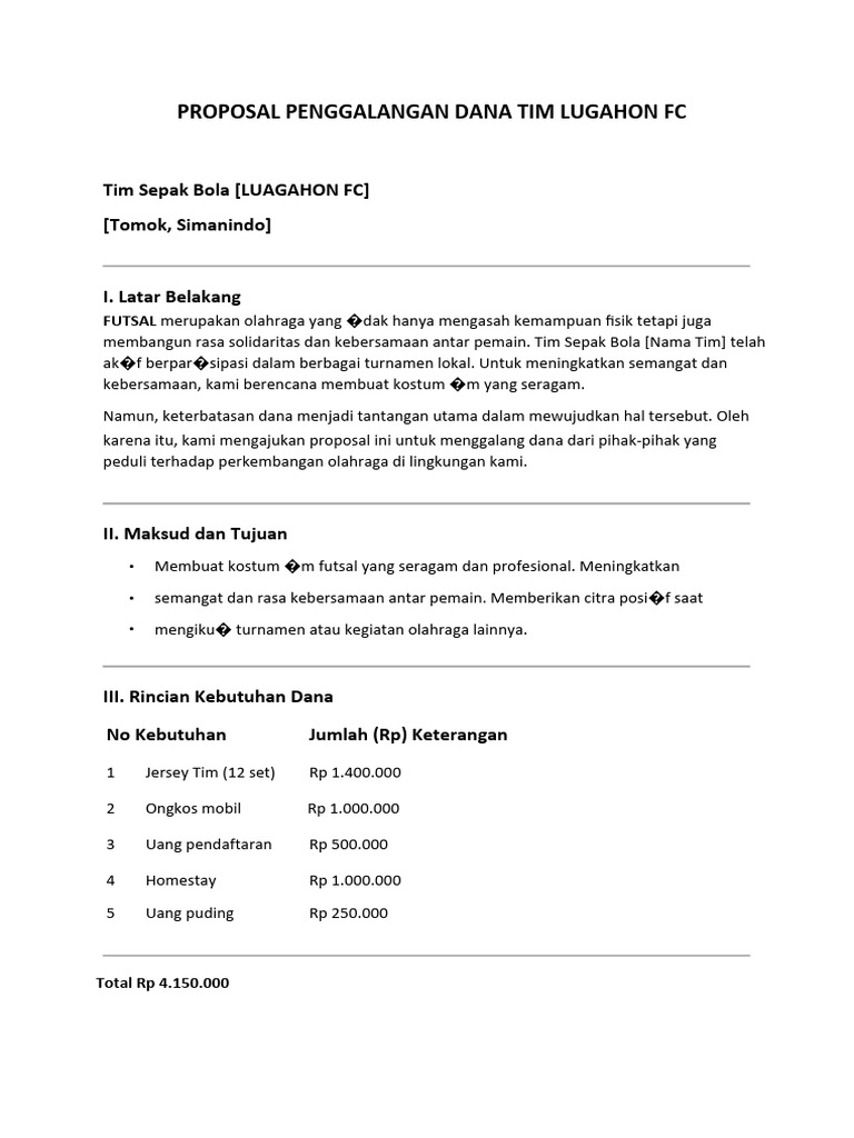PROPOSAL PENGGALANGAN DANA TIM SEPAK BOLA PARTOBA FC - PDF - 20250224 ...