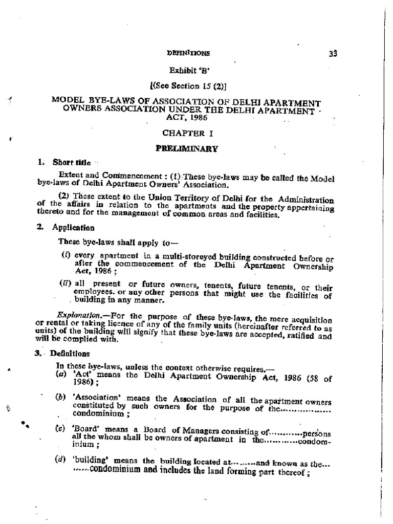 Model Bye-Laws for Delhi Apartment Owners | PDF | Condominium | Justice