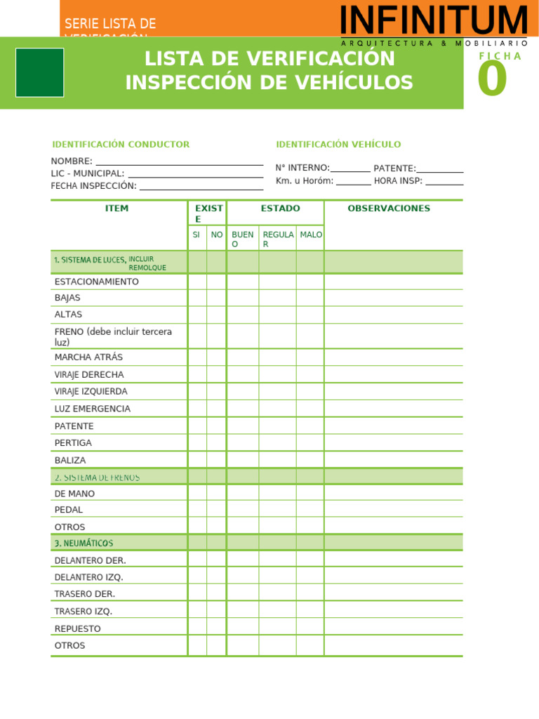 INT.formato Lista de Chequeo (Vehiculo) | PDF | Vehículos de lujo ...