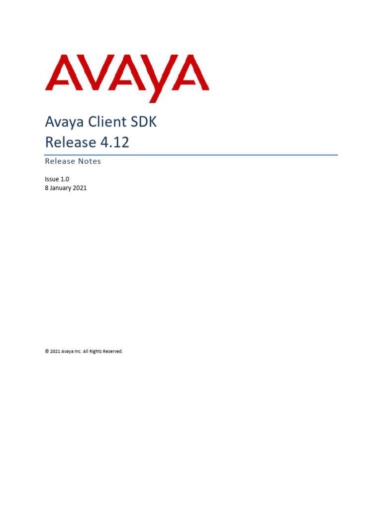 Avaya Client SDK Release 4.12.0.0 Release Notes | PDF | Session ...