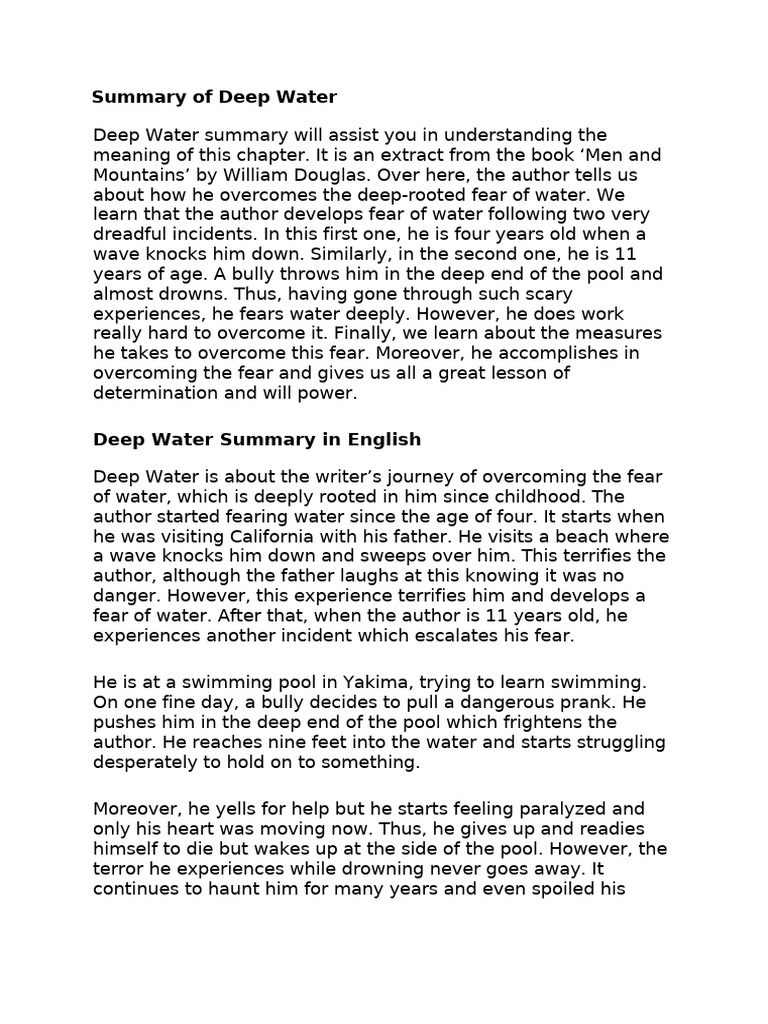 Summary of Deep Water | PDF | Fear | Courage