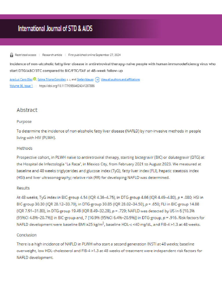 abstract _ Incidence of non-alcoholic fatty liver disease in ...