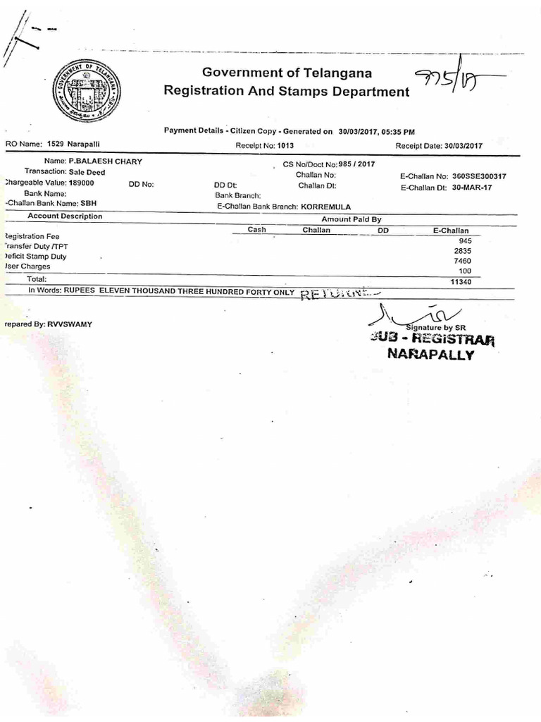 Poloju Sale Deed | PDF