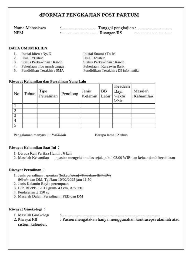 Askep Post Partum Dengan KPD | PDF