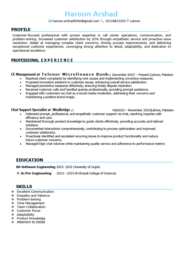 Haroon Arshad Resume. | PDF