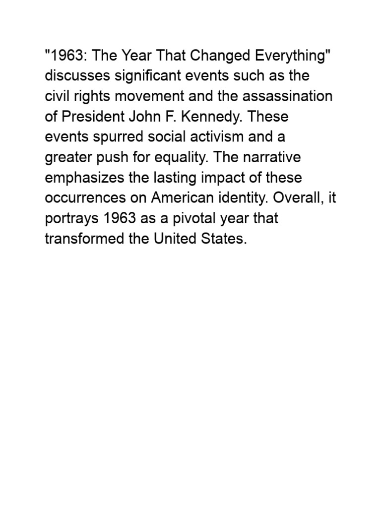 1963 - The Year That Changed Everything | PDF