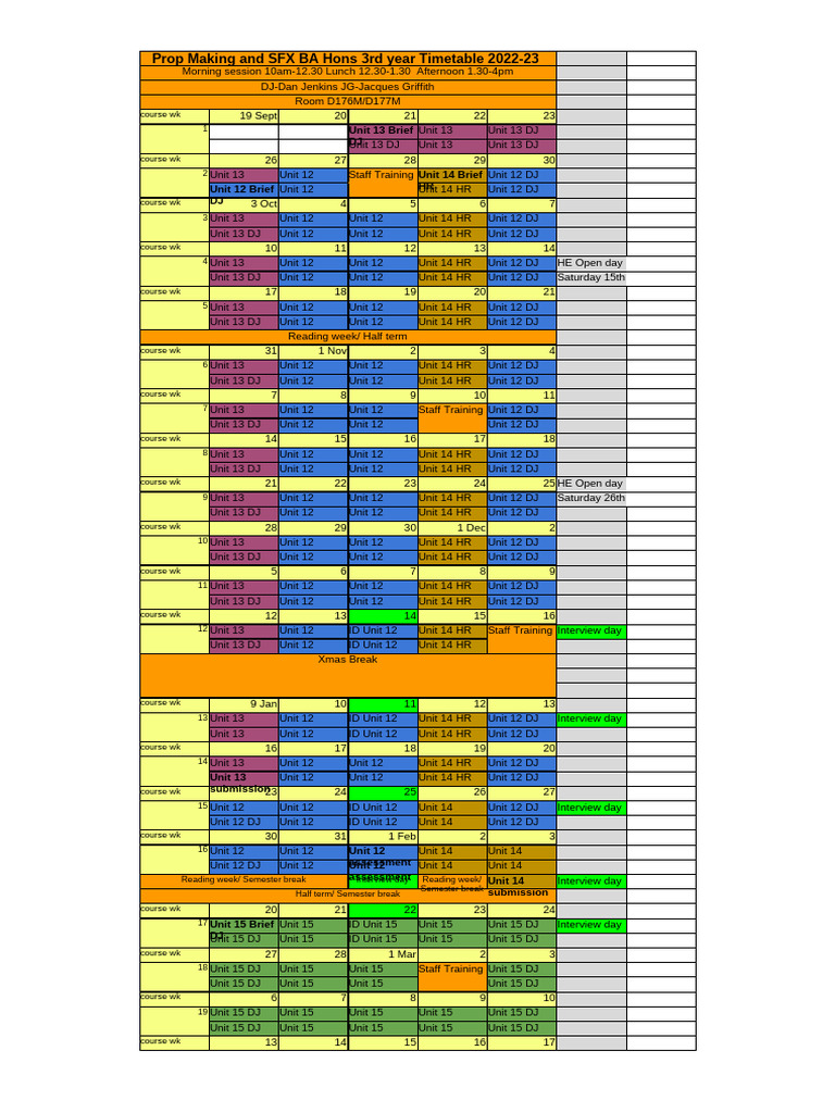 3rd Year Timetable 2022-23 | PDF
