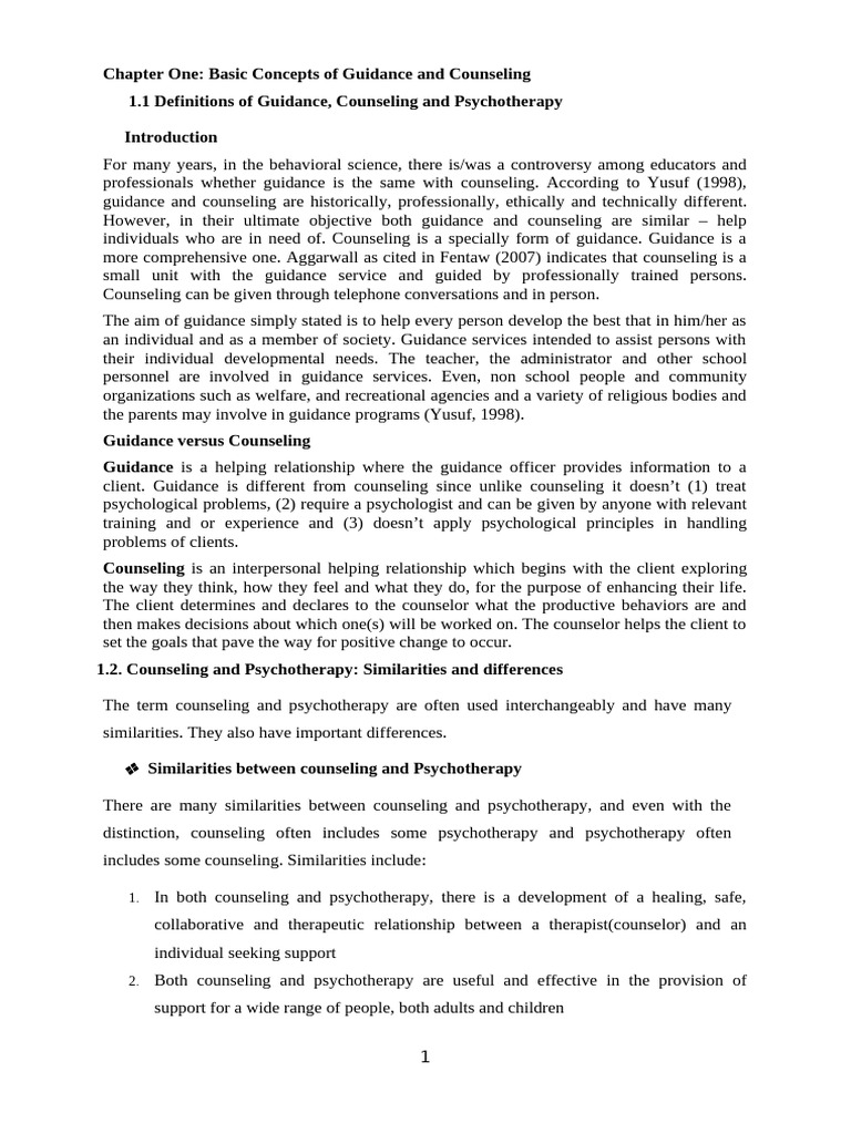 Introduction To Guidance and Counseling nOTE UPTO CHPTER 4 | PDF ...