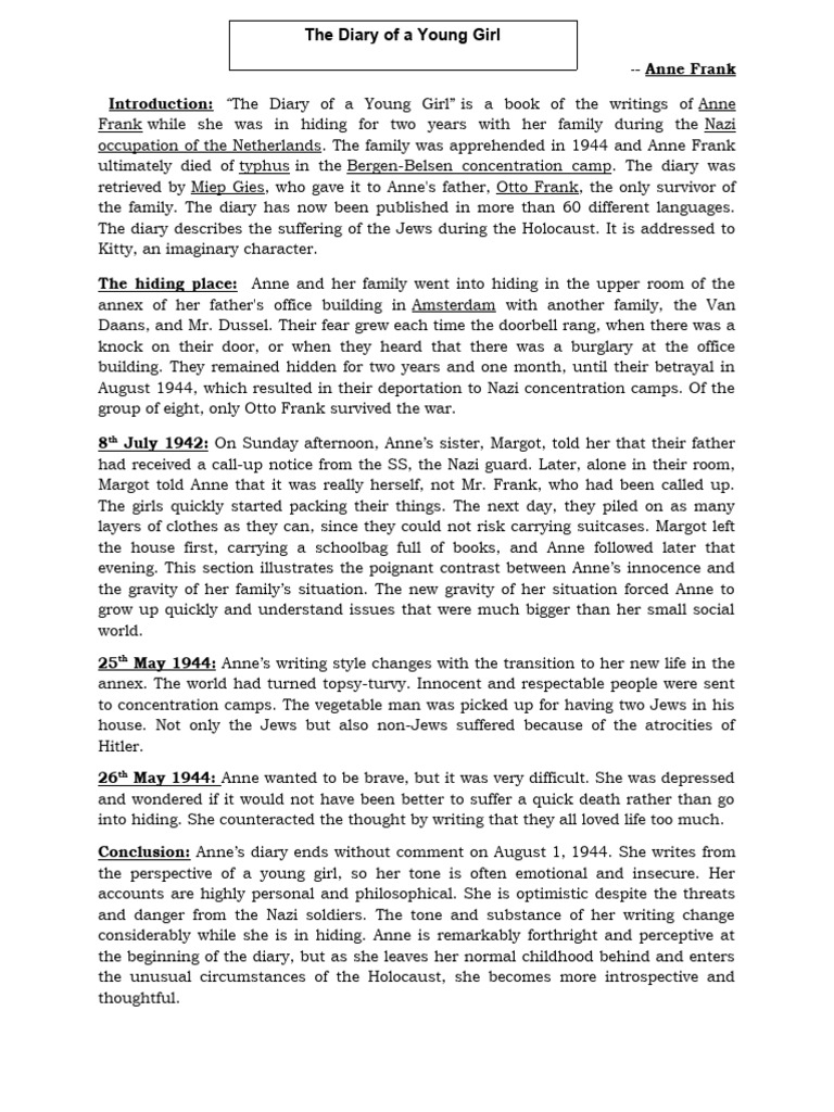 Diary of A Young Girl | PDF | Anne Frank | The Holocaust