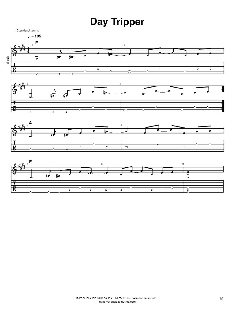 Tablatura de Guitarra: Day Tripper | PDF