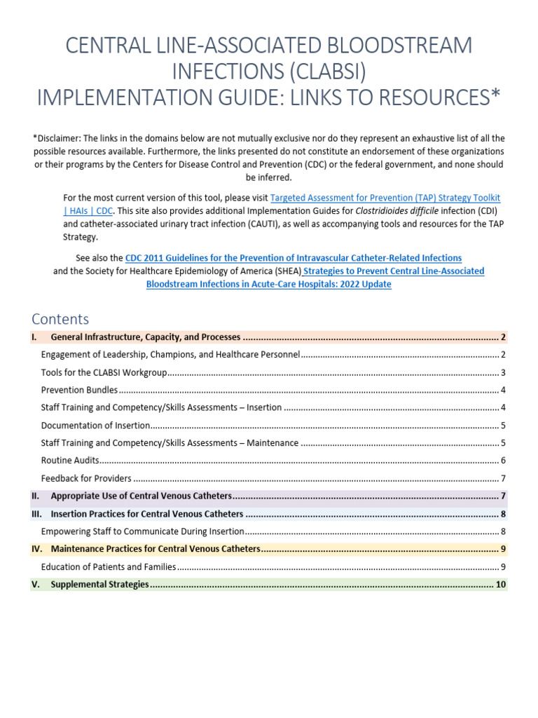 hai-toolkit-tap-strategy-clabsi-implementation-guide-508 | PDF | Medical Specialties | Health Care
