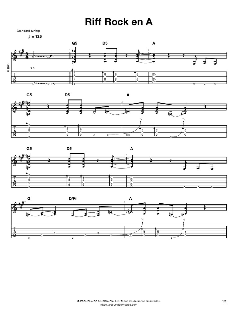 #51 Riff Rock en A - Tabs | PDF