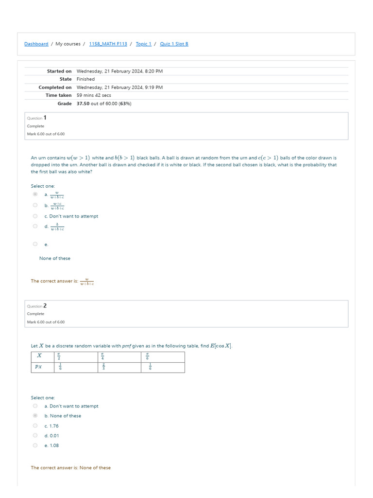 Quiz 1111 | PDF | Applied Mathematics | Statistical Analysis