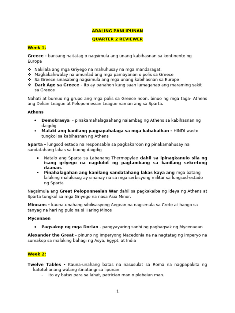 AP 8 Q2 Reviewer | PDF