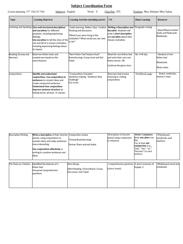 Week 6 Coordination | PDF | Sentence (Linguistics) | Grammar