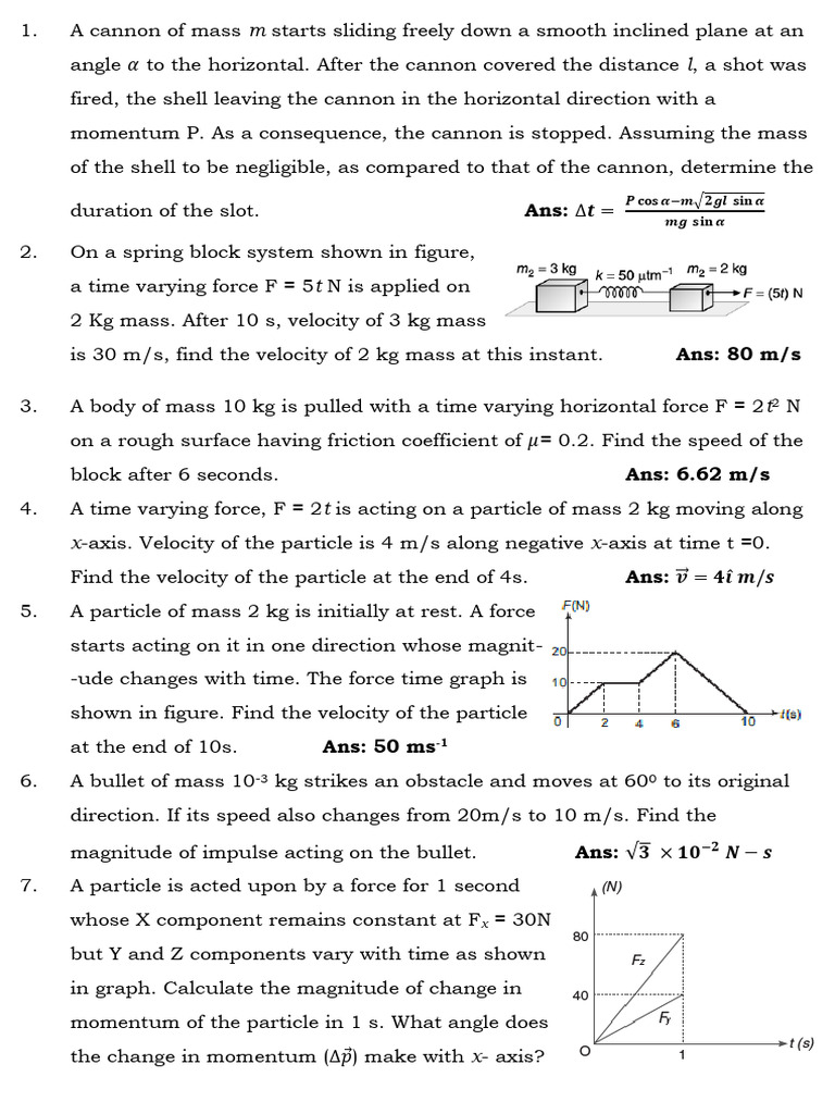 Impulsive Tensions Assignment | PDF | Force | Mass