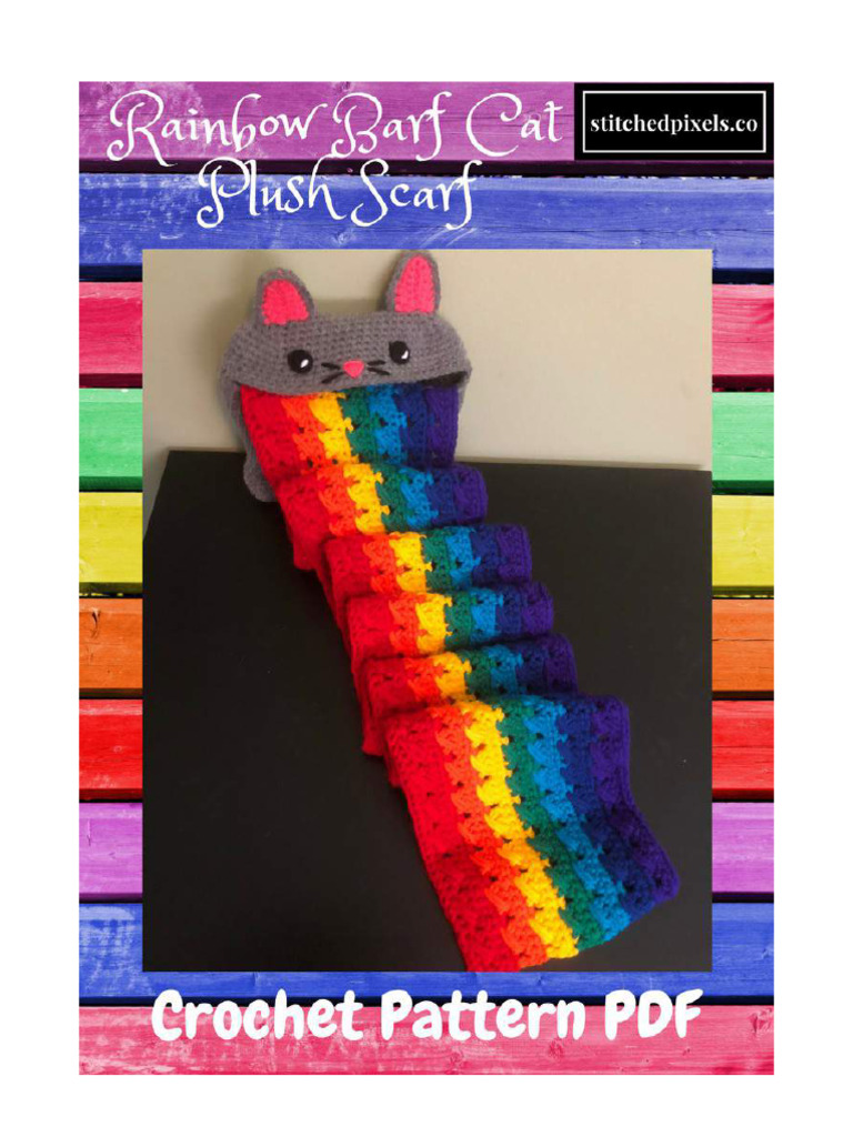 Rainbow Barf Cat Plush Scarf | PDF | Crochet | Figured Fabrics