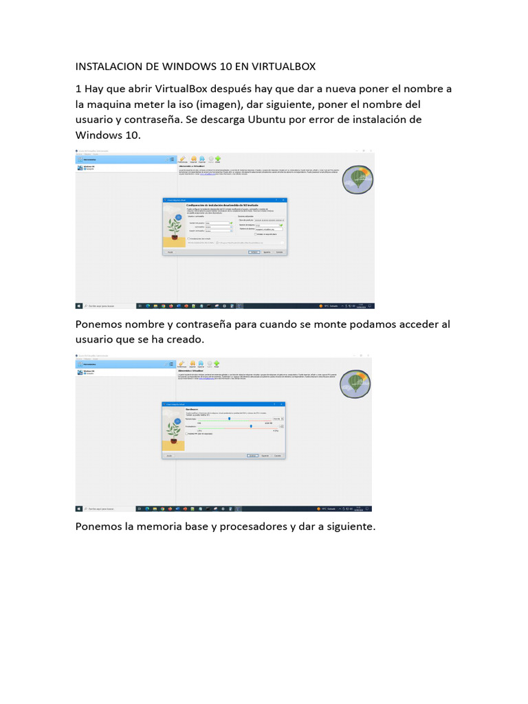 INSTALACION DE WINDOWS 10 EN VIRTUALBOX | PDF