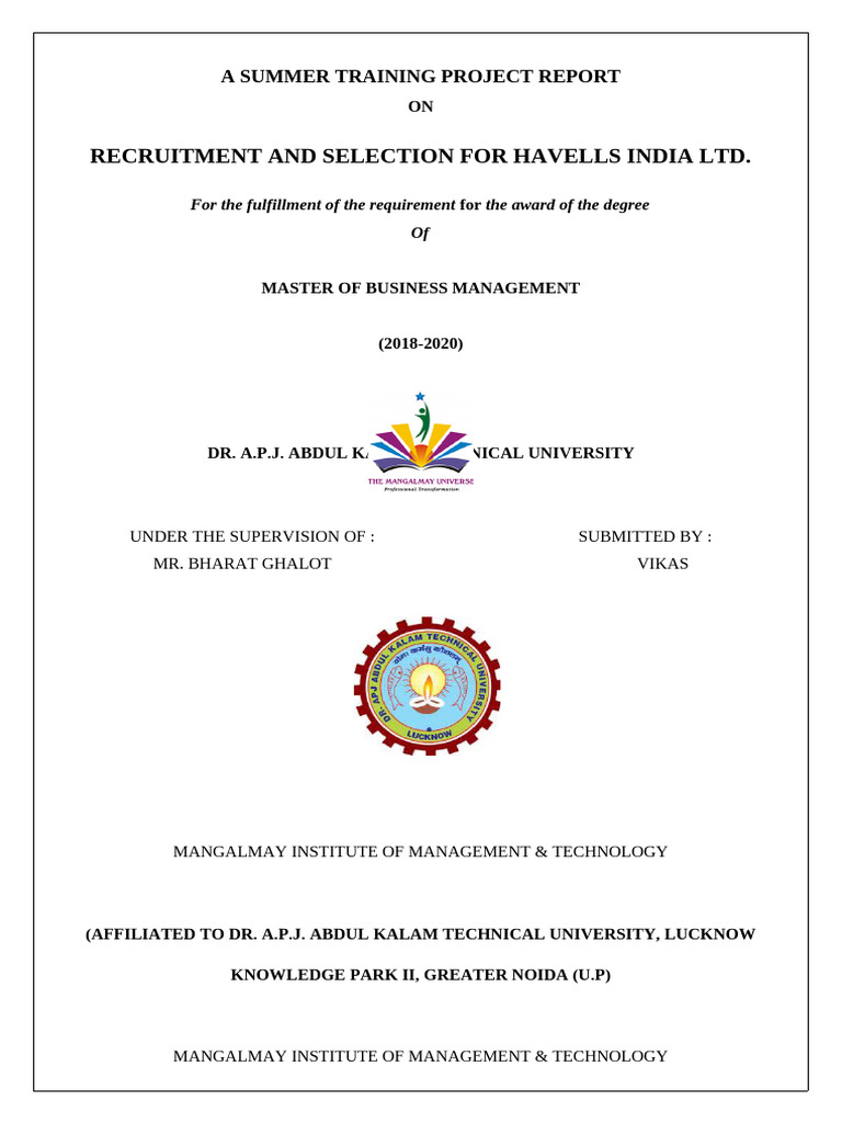 MBA SUMMER INTERNSHIP PROJECT MBA | PDF | Educational Stages