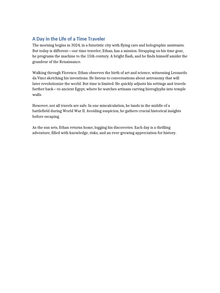 Time Traveler's Adventure Through History | PDF