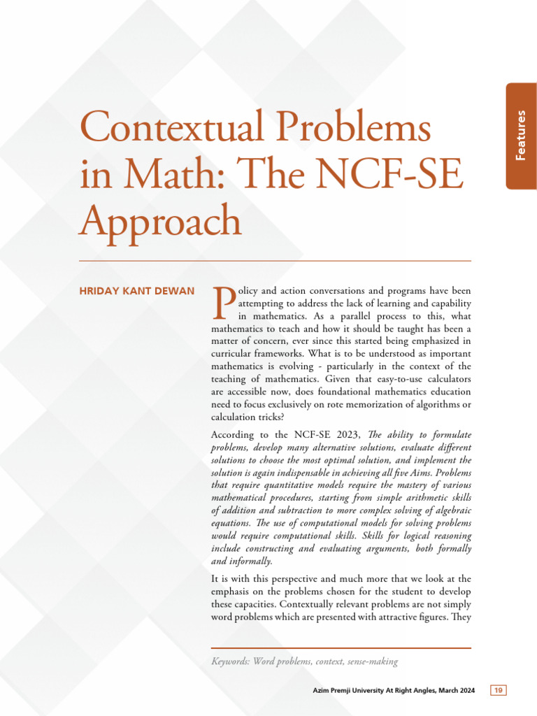 03_Contextual Problems and NCFSE | PDF | Mathematics | Learning