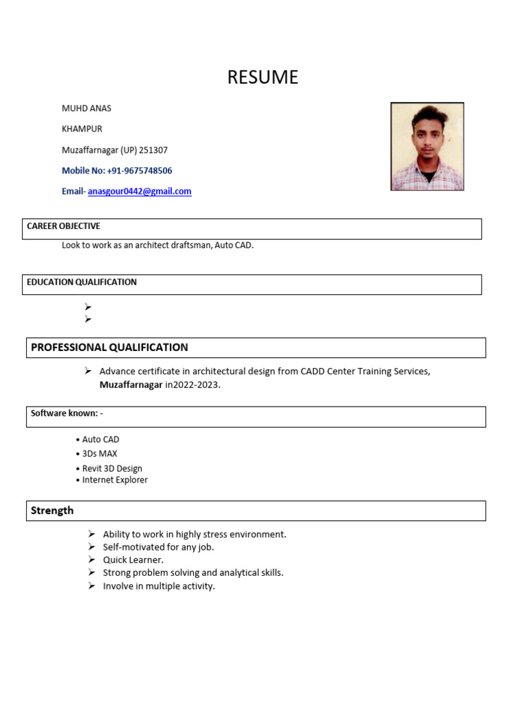 RESUME ANAS ARSHAD | PDF