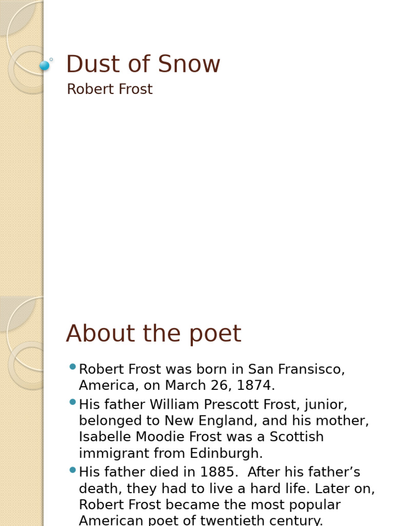 Dust of Snow-Recap +Ques | PDF | Poetry