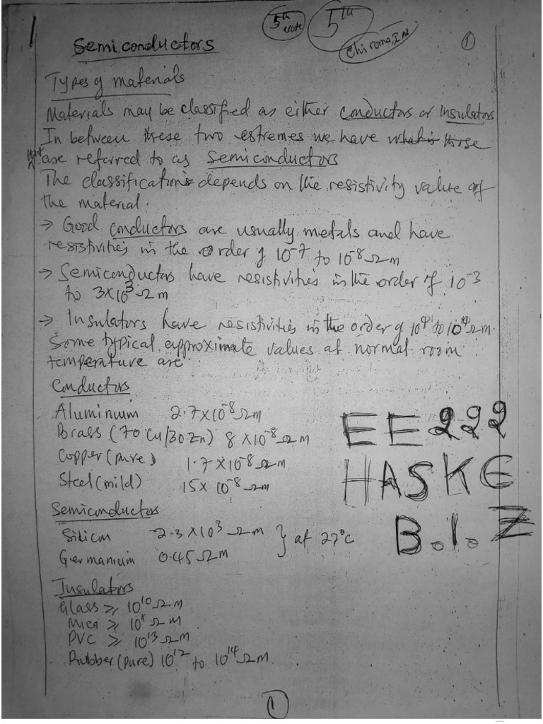 EE222. (5th) Semiconductor-1 | PDF
