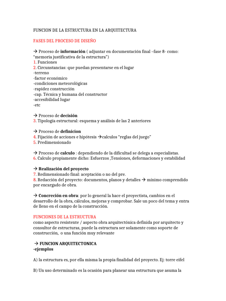 RESUMEN FUNCION DE LA ESTRUCTURA EN LA ARQUITECTURA | PDF | Arquitecto