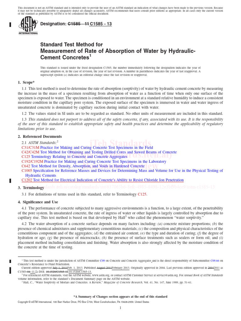 Astm C1585 13 | PDF | Concrete | Materials
