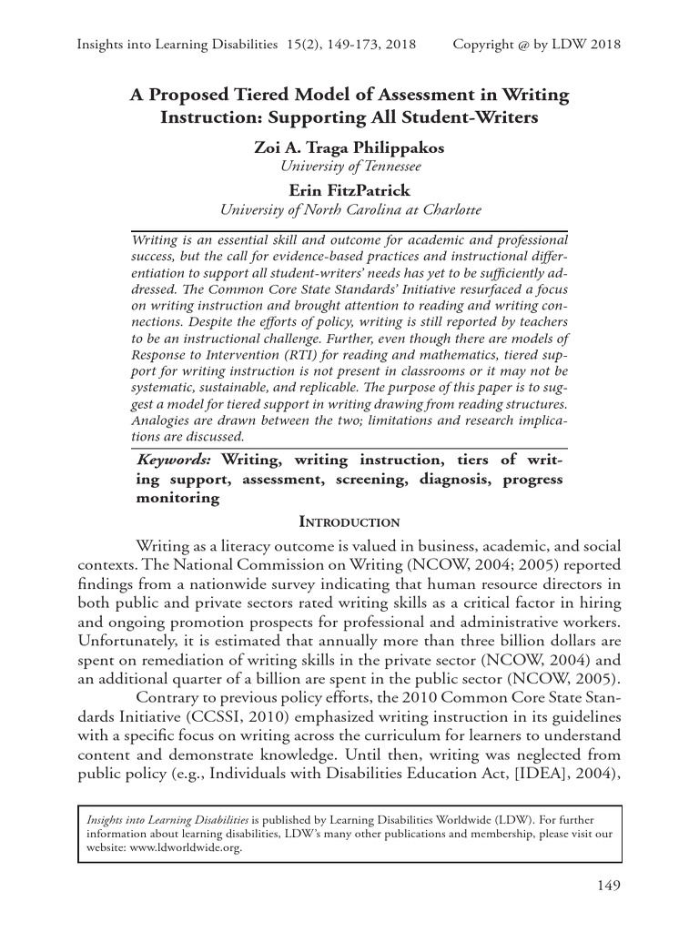 Philappakos2018 RTI Assessment Writing | PDF | Learning Disability ...