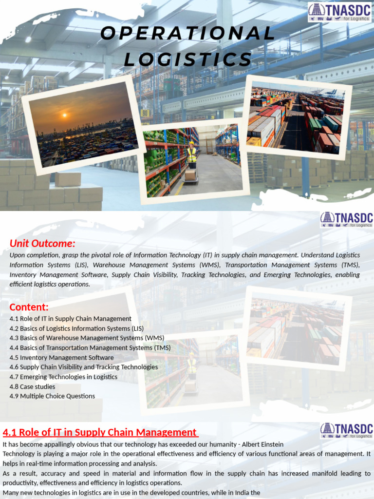 Unit 4 - Information Technology in Logistics Operations | PDF ...
