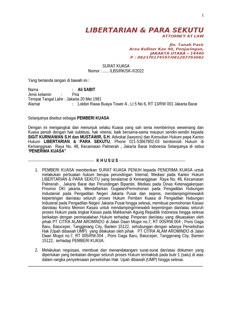 Surat Kuasa Aep | PDF