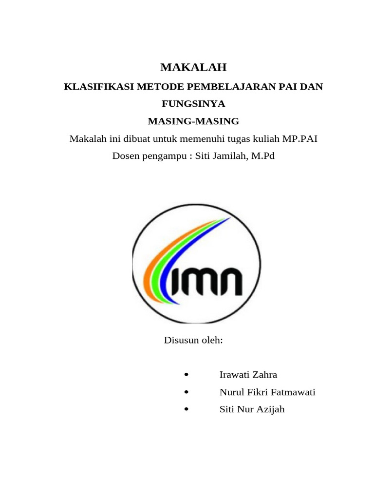 Makalah Klasifikasi Metode Pembelajaran PAI | PDF