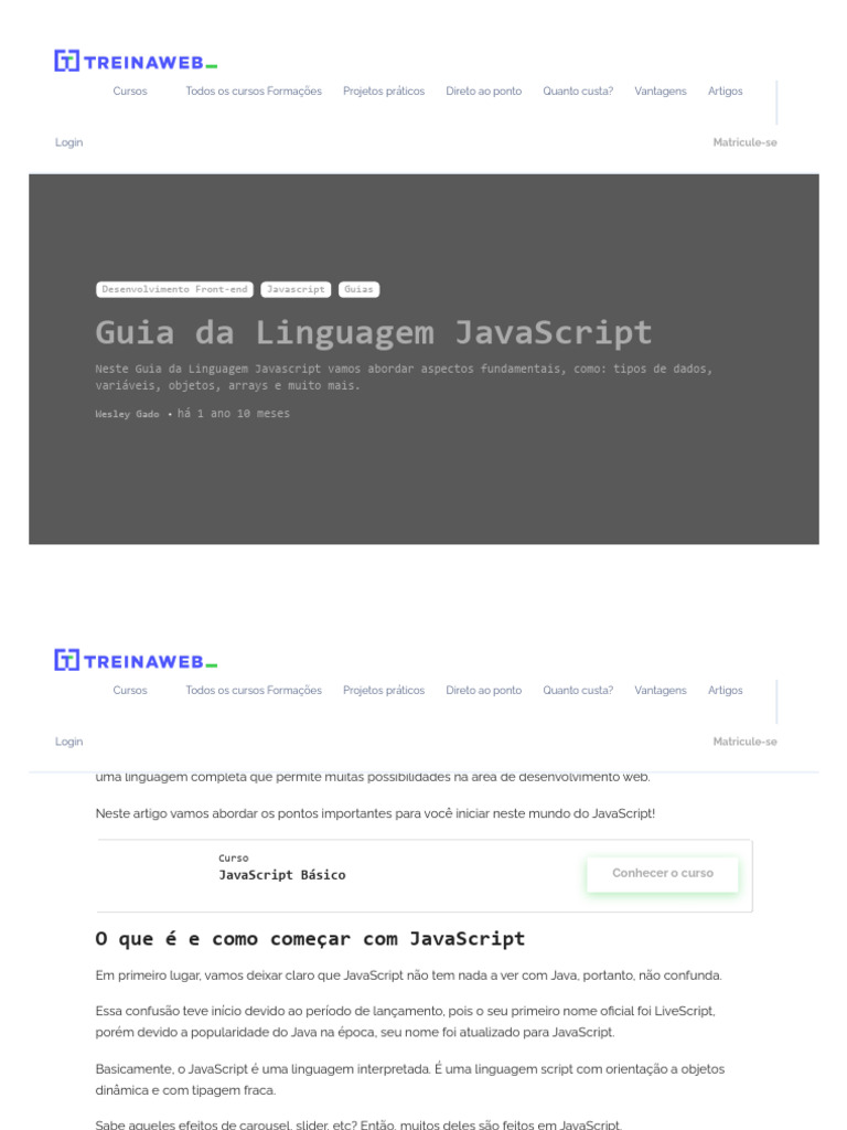 Guia Da Linguagem JavaScript - Blog TreinaWeb | PDF | Script Java | Tipo de dados