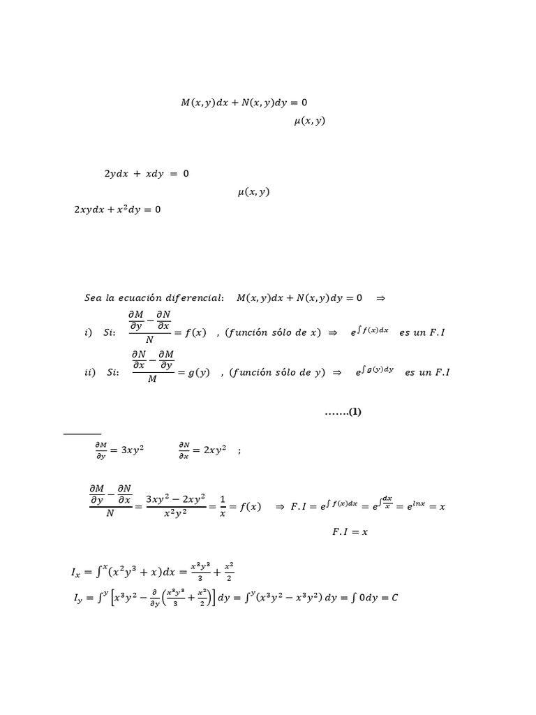 Factor Integrante: Ecuaciones Diferenciales Reducibles A Exactas ...