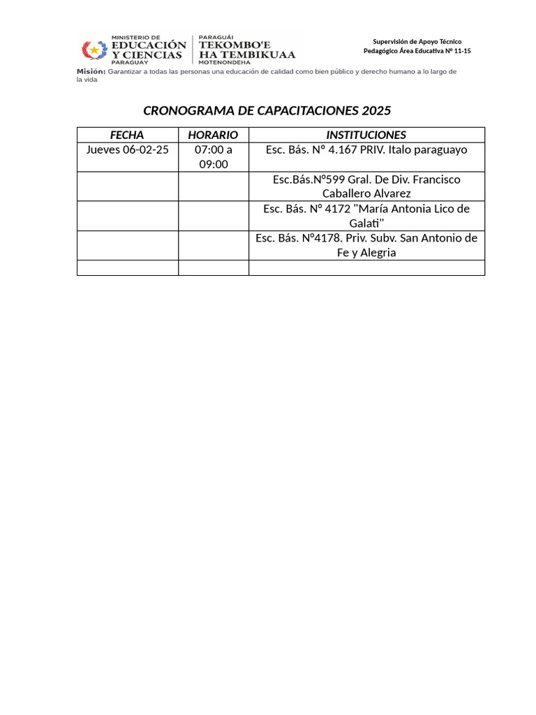 Cronograma de Capacitaciones 2025 | PDF