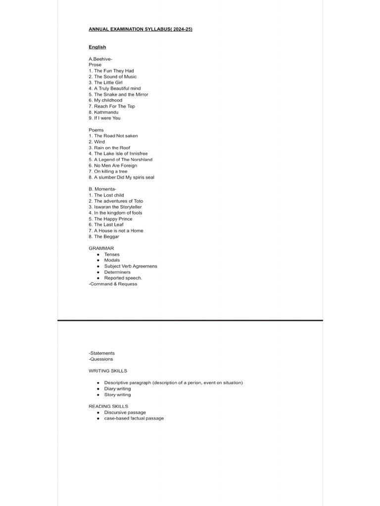 ClassIX Annual Exam Syllabus | PDF