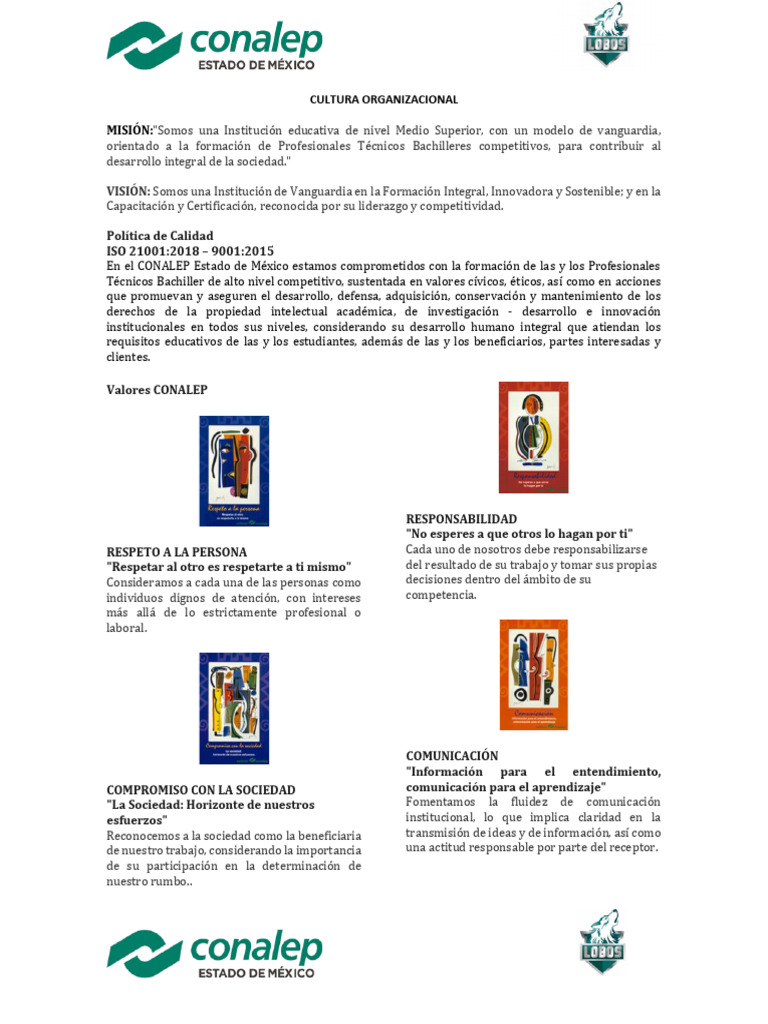 Cultura Organizacional Conalep - 033152 | PDF | Sociedad | Psicología ...