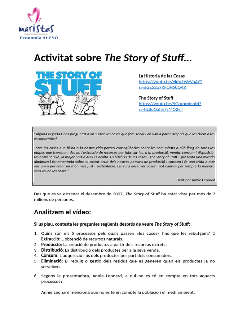 Activitat The Story of Stuff | PDF