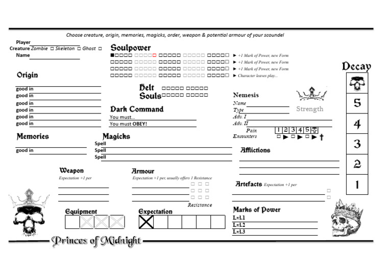 PoM Campaign Character Sheet v1 ENG | PDF