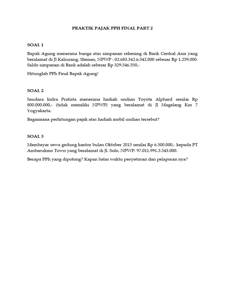 Modul Praktik Pajak Pph Final Part 2 | PDF