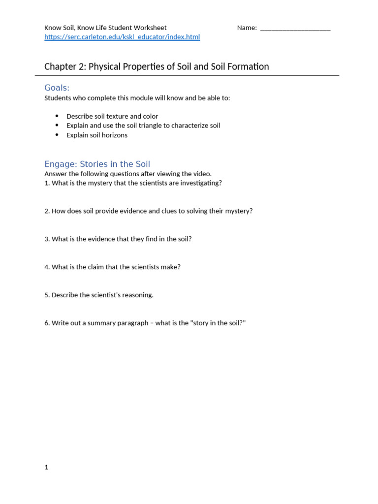 Chapter 2 Student Worksheet | PDF | Soil | Porosity