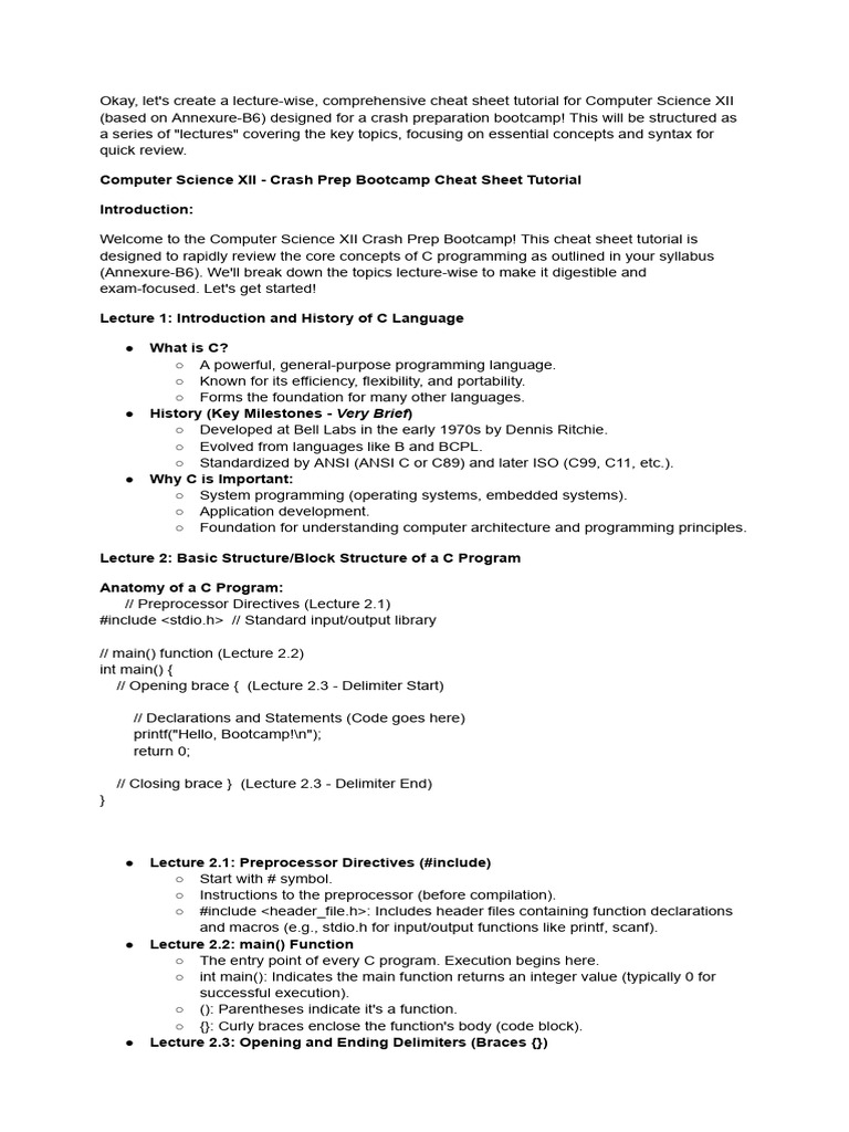 Crash Preparation Bootcamp | PDF | Pointer (Computer Programming) | Integer (Computer Science)