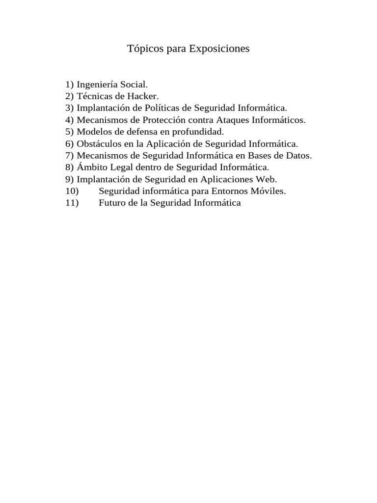 Tópicos para Exposiciones | PDF