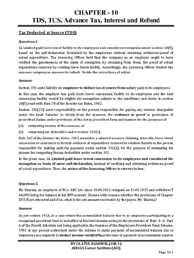 Chapter 10_deduction, Collection & Recovery of Tax | PDF