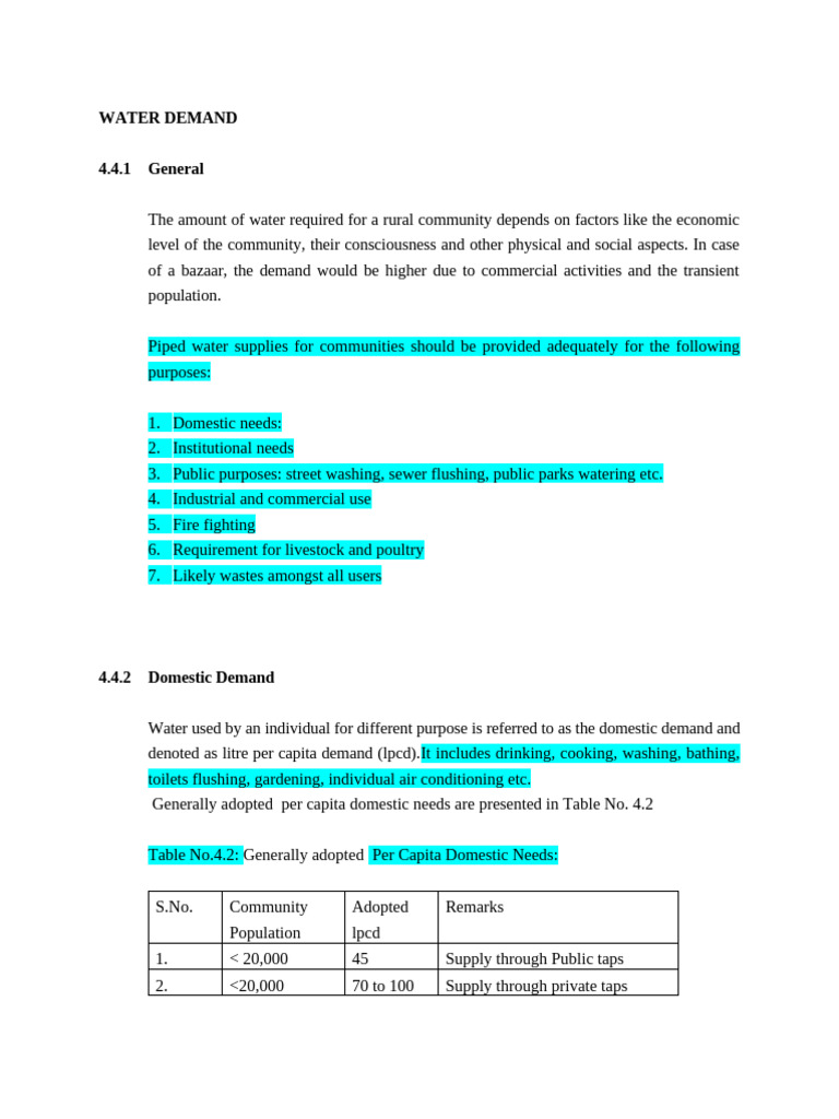 WATER DEMAND | PDF | Demand | Water