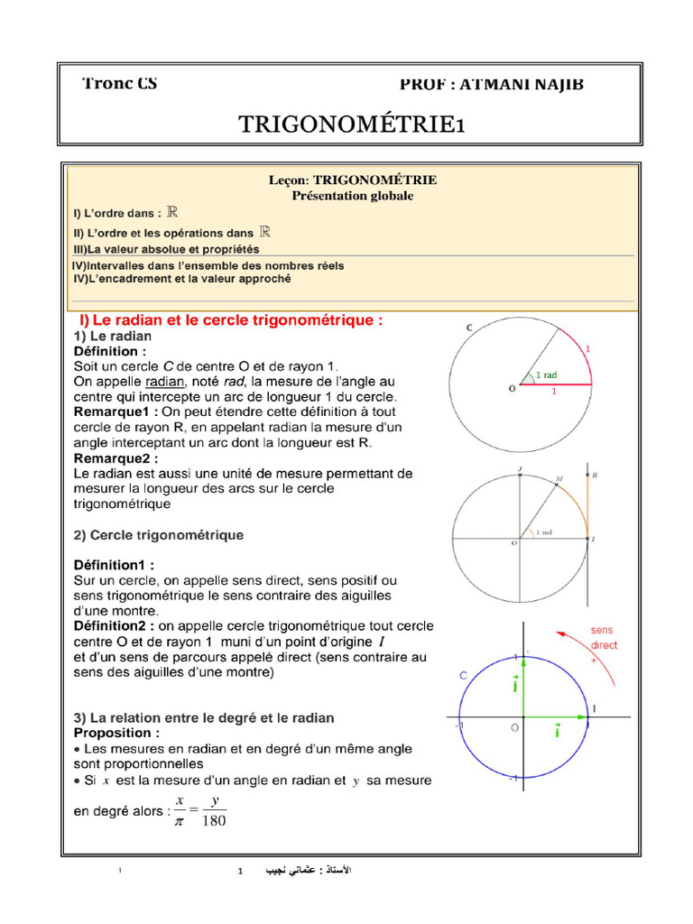 Calcul Trigonometrique 1 Cours 2 2 | PDF